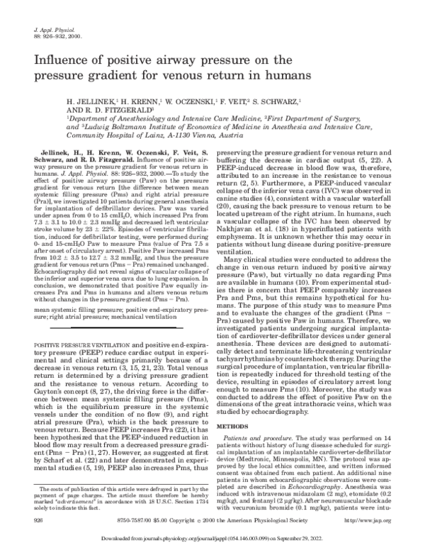 (PDF) Influence of positive airway pressure on the pressure gradient ...