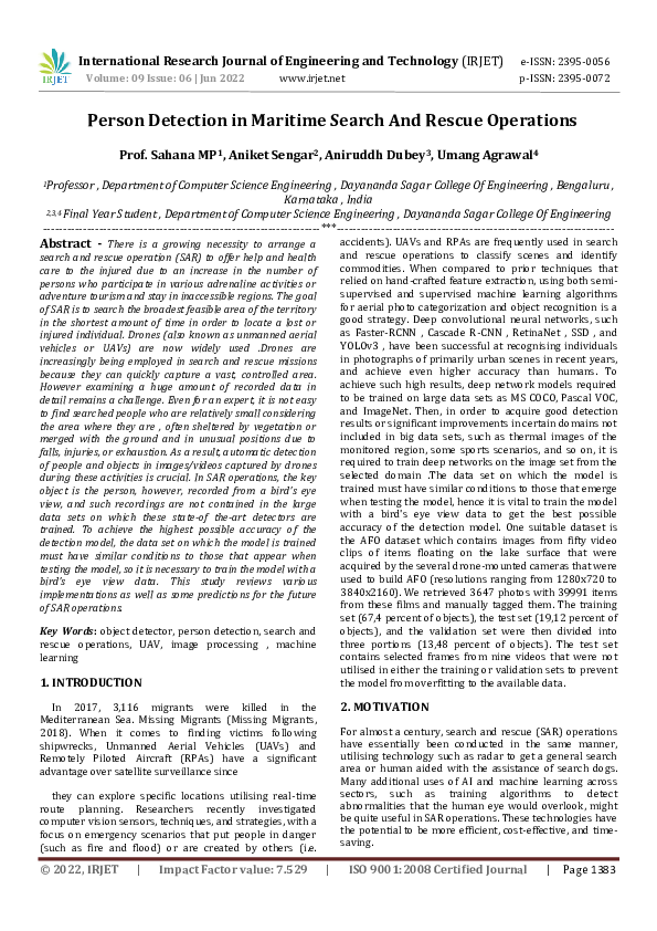 (PDF) Person Detection in Maritime Search And Rescue Operations