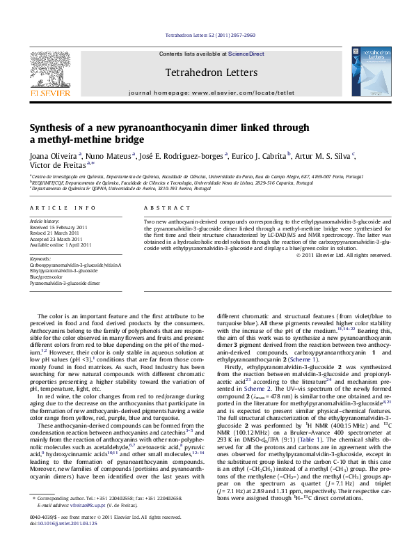 (PDF) Synthesis of a new pyranoanthocyanin dimer linked through a ...