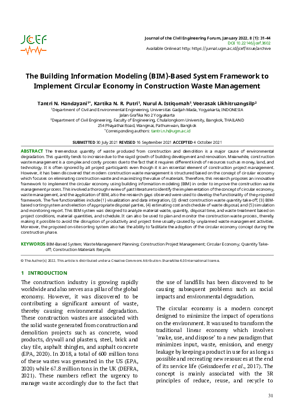 (PDF) The Building Information Modeling (BIM)-Based System Framework to Implement Circular ...