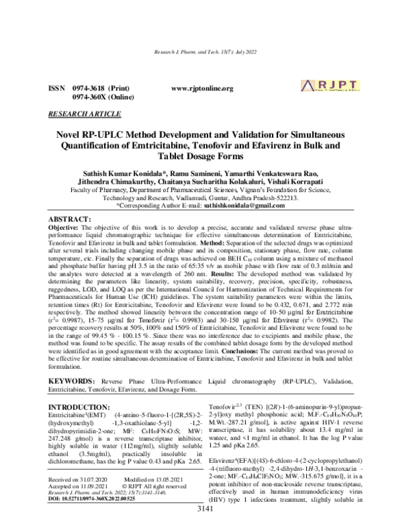 Pdf Novel Rp Uplc Method Development And Validation For Simultaneous Quantification Of
