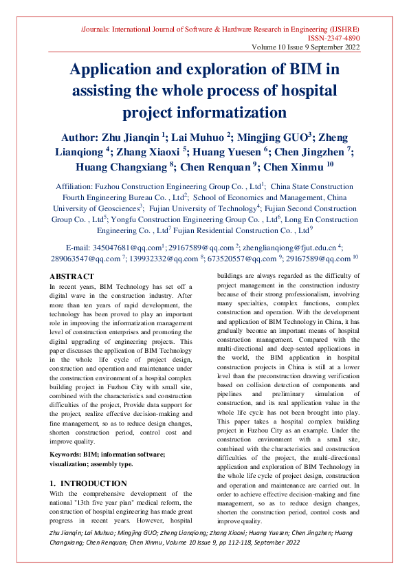 Pdf Application And Exploration Of Bim In Assisting The Whole Process Of Hospital Project