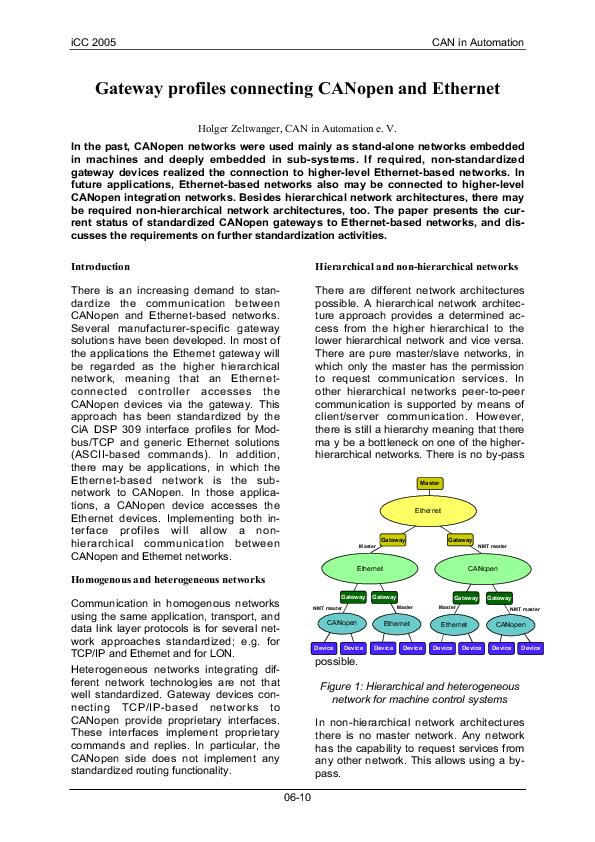 (PDF) Gateway profiles connecting CANopen and Ethernet | Holger Zeltwanger - Academia.edu