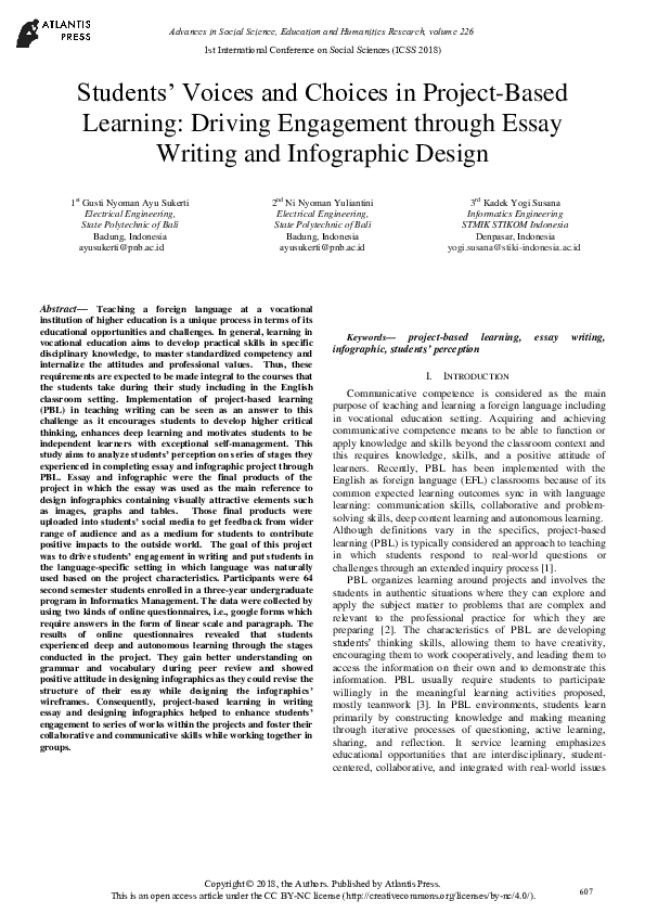 (PDF) Students’ Voices and Choices in Project-Based Learning: Driving ...