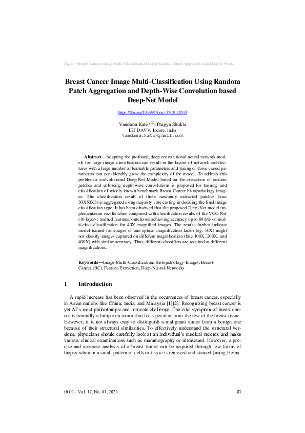 (PDF) Breast Cancer Image Multi-Classification Using Random Patch Aggregation and Depth-Wise ...