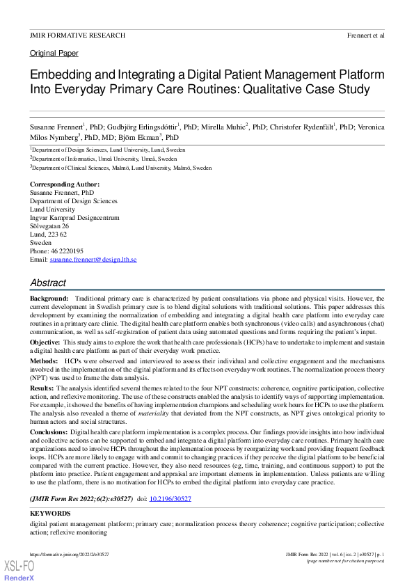 (PDF) Embedding and Integrating a Digital Patient Management Platform ...