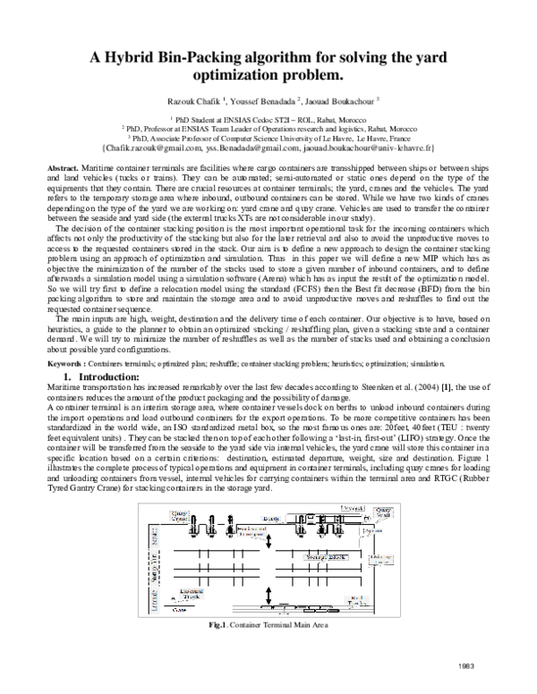(PDF) A Hybrid Bin-Packing algorithm for solving the yard optimization problem