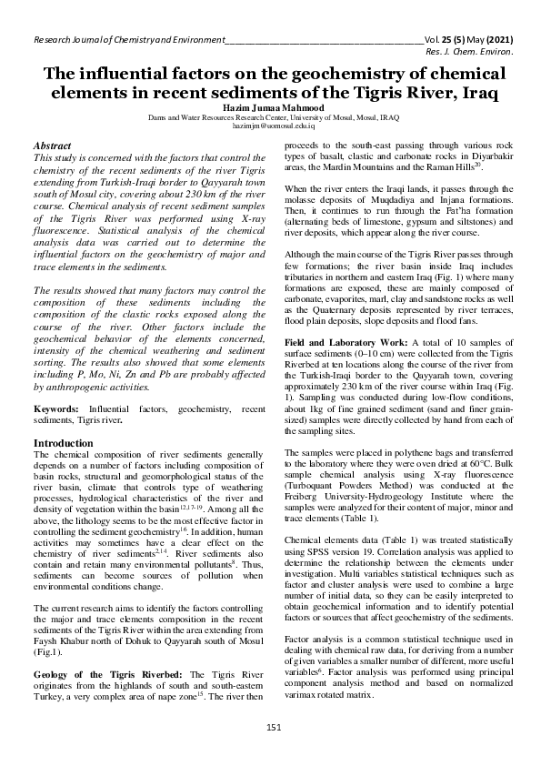 (PDF) The influential factors on the geochemistry of chemical elements ...