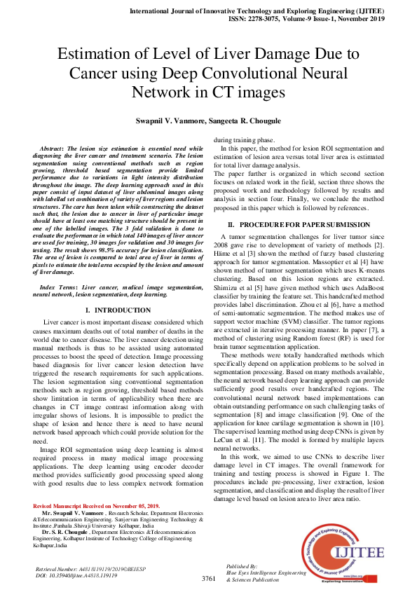 (PDF) Estimation of Level of Liver Damage Due to Cancer using Deep Convolutional Neural Network ...