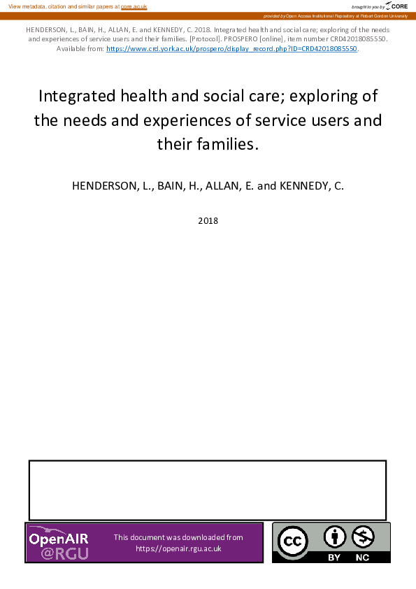 (PDF) Integrated health and social care; exploring of the needs and ...