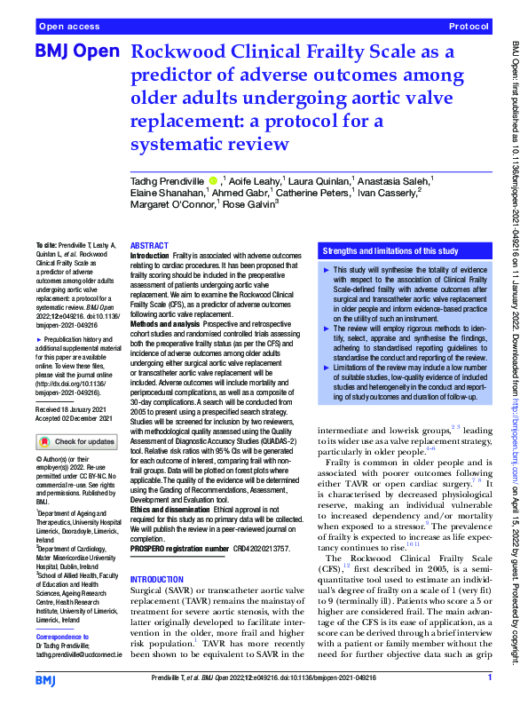 (PDF) Rockwood Clinical Frailty Scale as a predictor of adverse ...