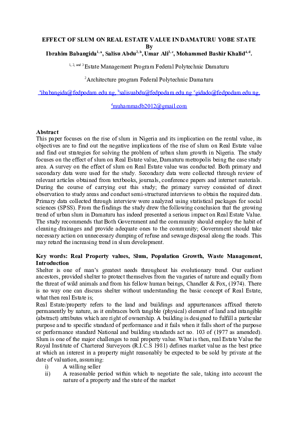 (DOC) Effect of slum on real estate value final