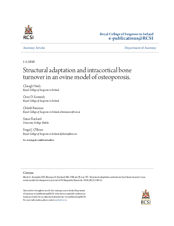 (PDF) Structural adaptation and intracortical bone turnover in an ovine ...
