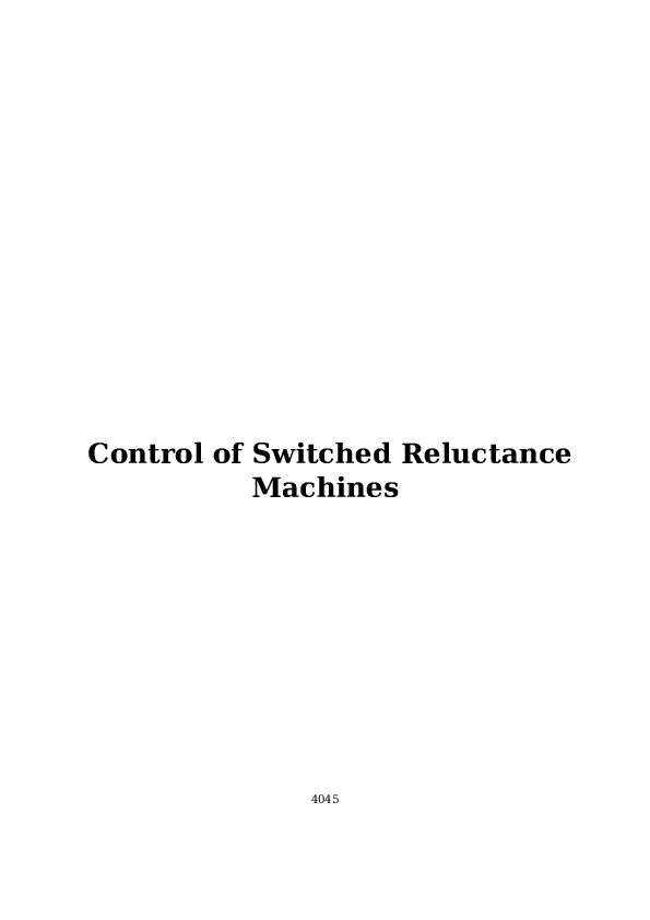 (PDF) Control of switched reluctance machines