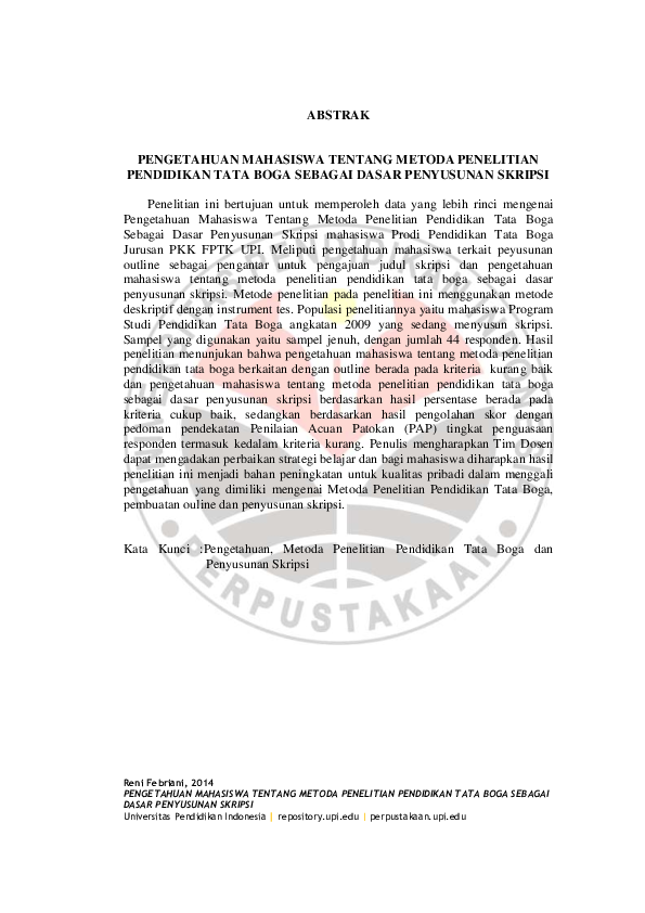 (PDF) Pengetahuan Mahasiswa Tentang Metode Penelitian Pendidikan Tata Boga Sebagai Dasar ...
