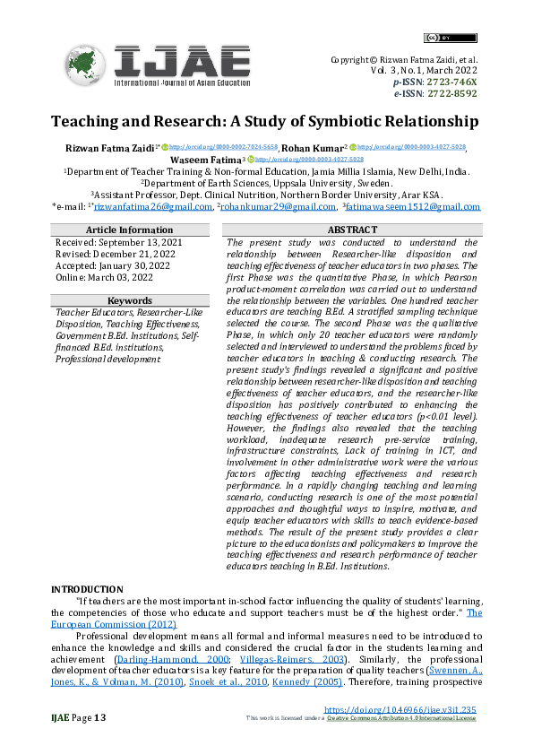 (PDF) Teaching and Research