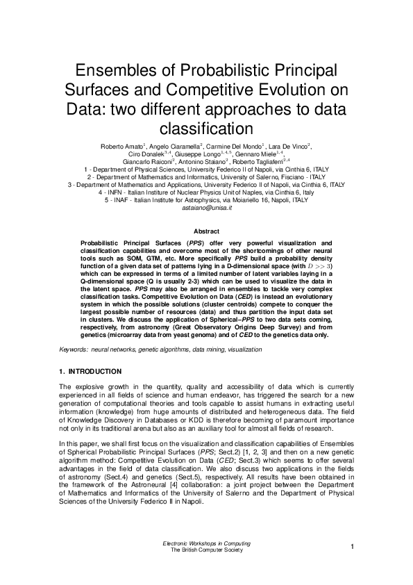 (PDF) Ensembles of Probabilistic Principal Surfaces and Competitive Evolution on Data: two ...