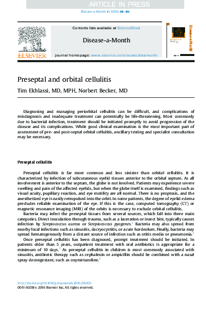 (PDF) Preseptal and Orbital Cellulitis