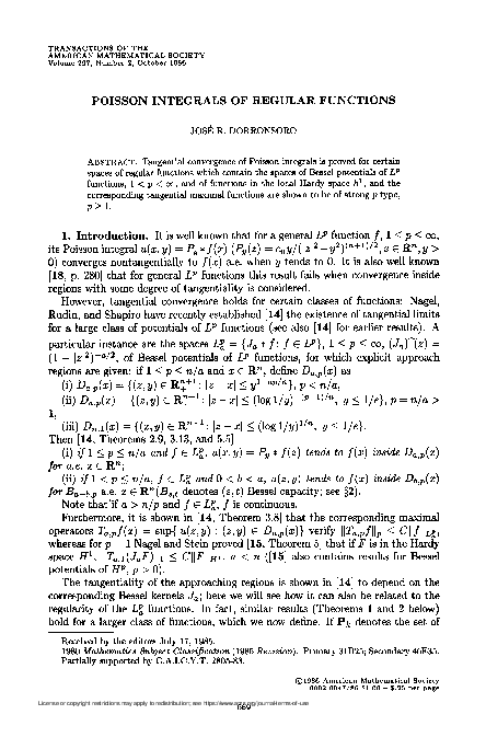 (PDF) Poisson Integrals of Regular Functions