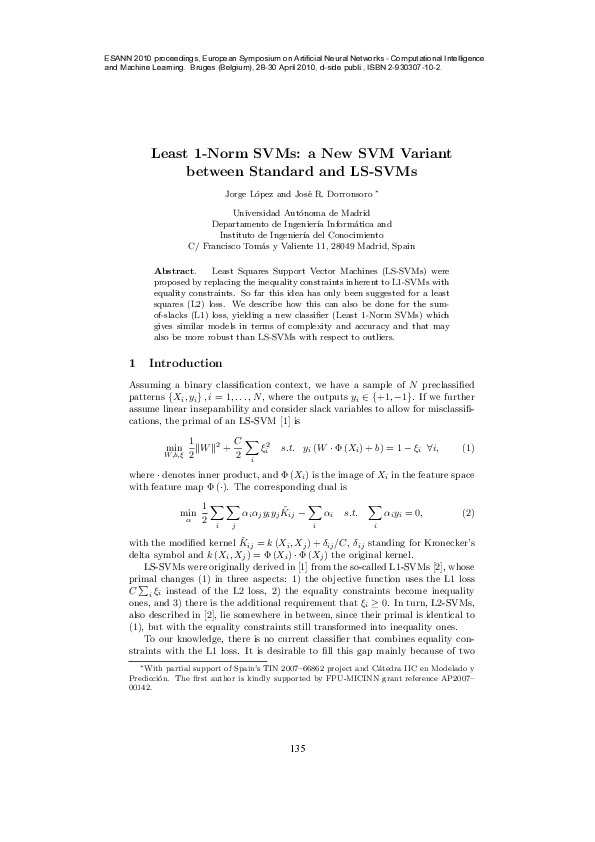 (PDF) Least 1-Norm SVMs: a new SVM variant between standard and LS-SVMs