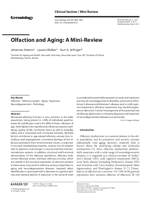 (PDF) Olfaction and Aging: A Mini-Review