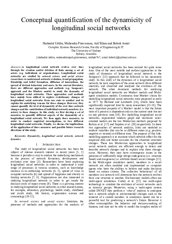 (PDF) Conceptual Quantification of the Dynamicity of Longitudinal Social Networks