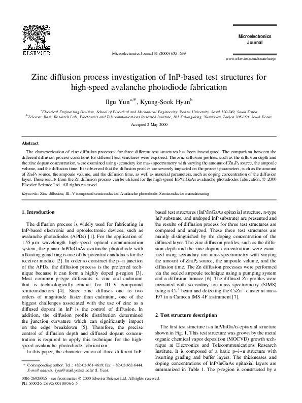 (PDF) Zinc diffusion process investigation of InP-based test structures ...