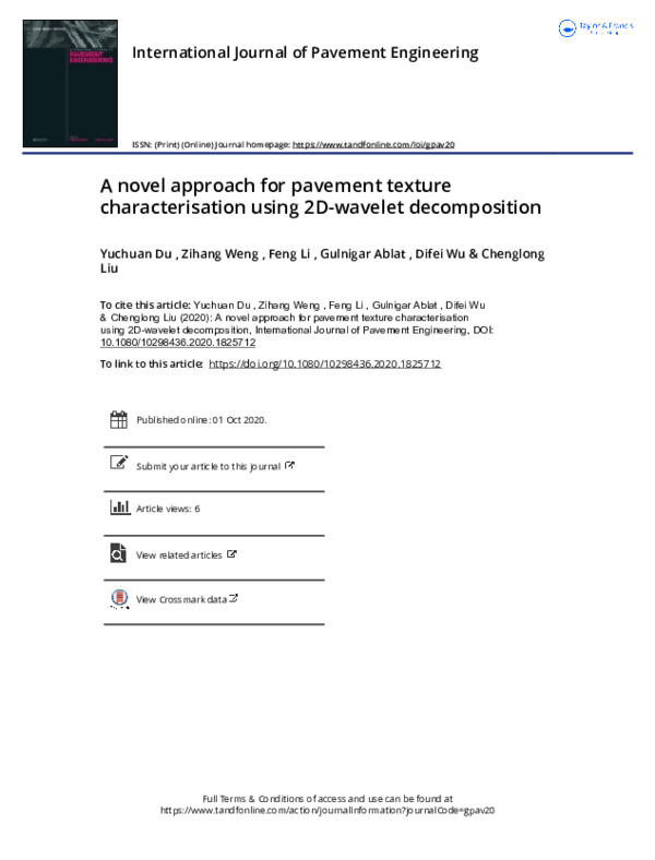 (PDF) A novel approach for pavement texture characterisation using 2D-wavelet decomposition