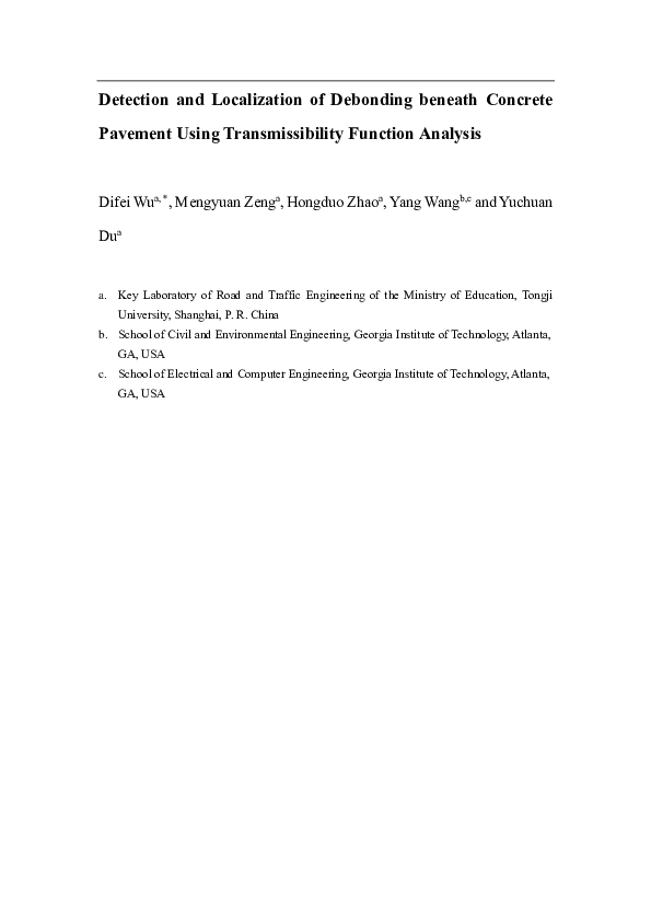 (PDF) Detection and localization of debonding beneath concrete pavement using transmissibility ...