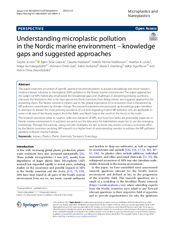 (PDF) Understanding microplastic pollution in the Nordic marine environment – knowledge gaps and ...