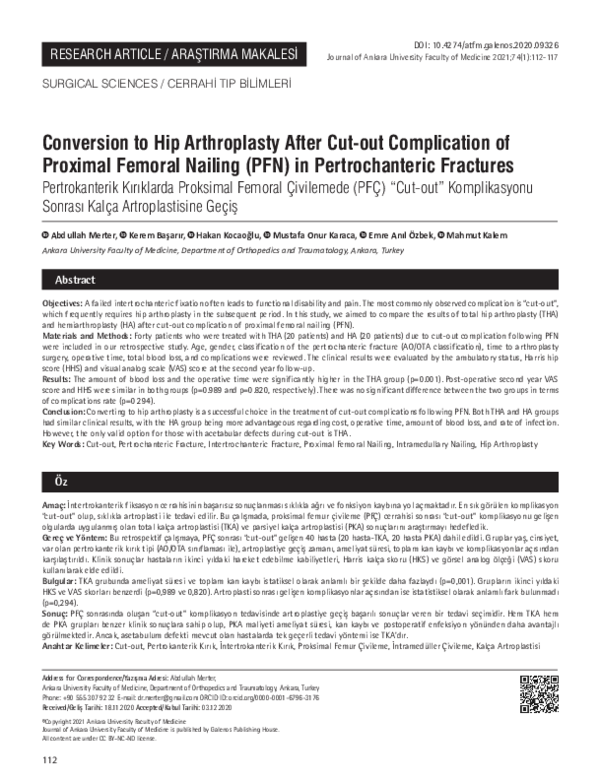 (PDF) Conversion to Hip Arthroplasty After Cut-out Complication of ...