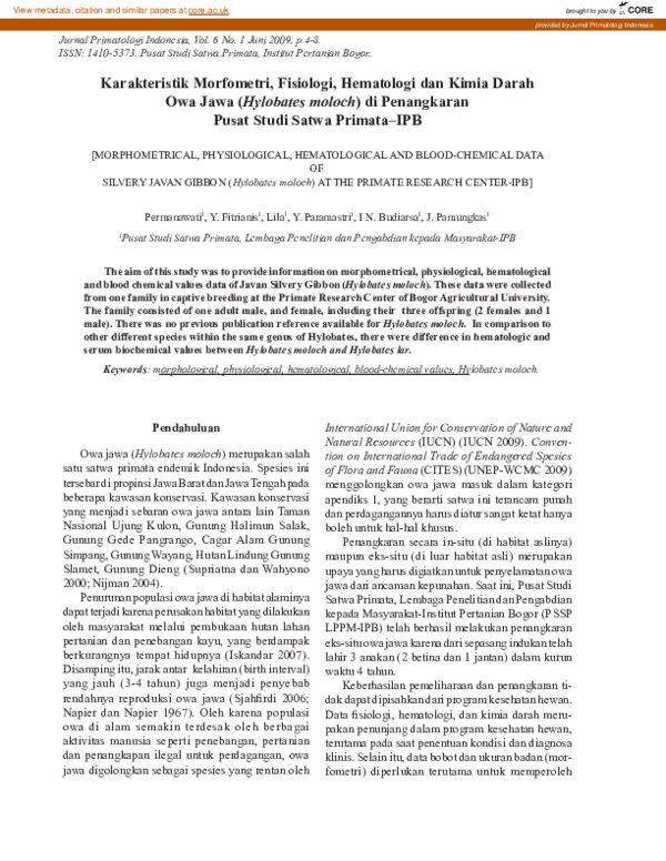(PDF) Karakteristik Morfometri, Fisiologi, Hematologi dan Kimia Darah ...