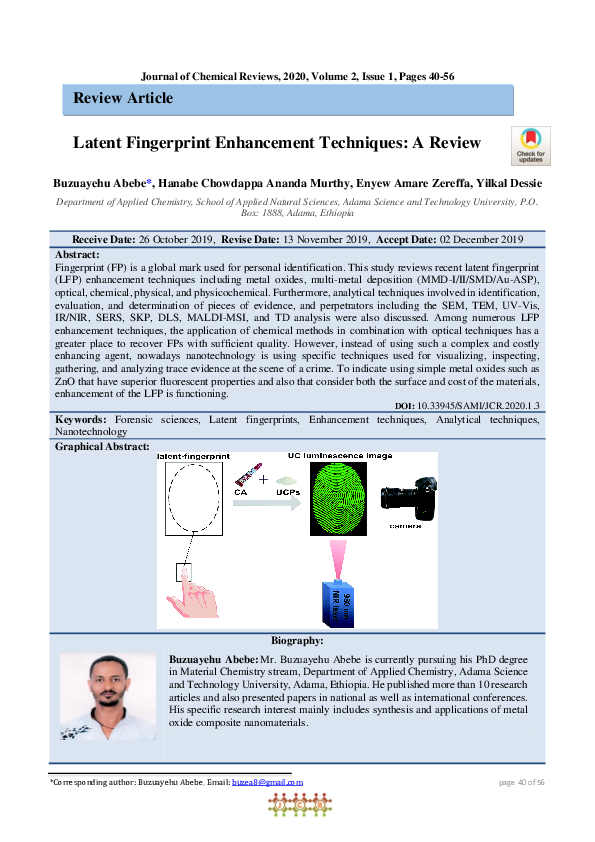 (PDF) Latent Fingerprint Enhancement Techniques: A Review | Yilkal ...