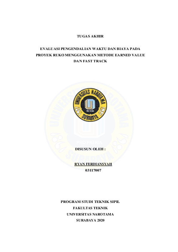 (PDF) Evaluasi Pengendalian Waktu Dan Biaya Pada Proyek Ruko ...
