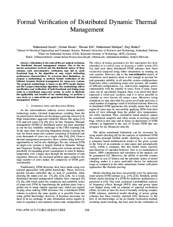 (PDF) Formal verification of distributed dynamic thermal management
