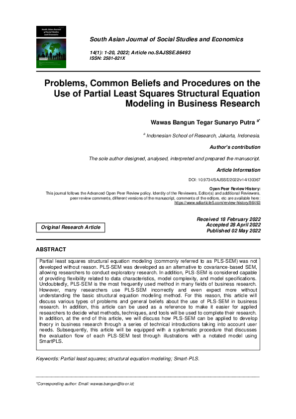Pdf Problems Common Beliefs And Procedures On The Use Of Partial Least Squares Structural