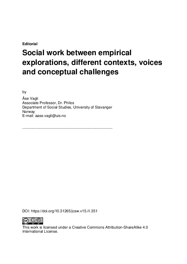 (PDF) Social work between empirical explorations, different contexts ...