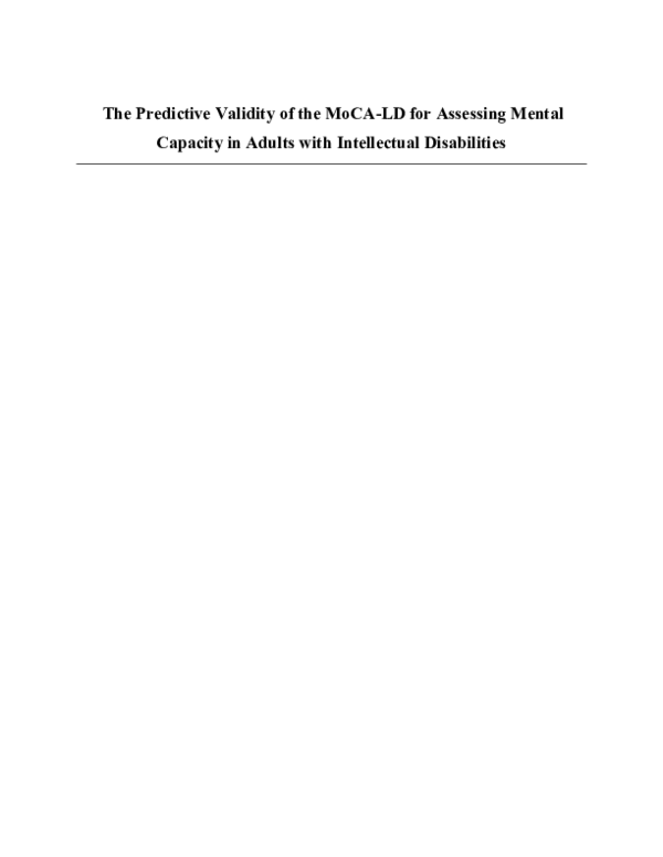 (PDF) The predictive validity of the MoCA‐LD for assessing mental ...