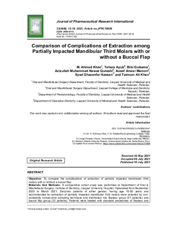 (PDF) Comparison of Complications of Extraction among Partially ...
