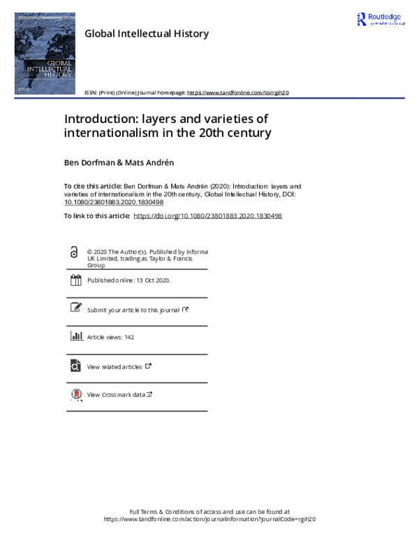 (PDF) Introduction: Layers and Varieties of Internationalism in the ...