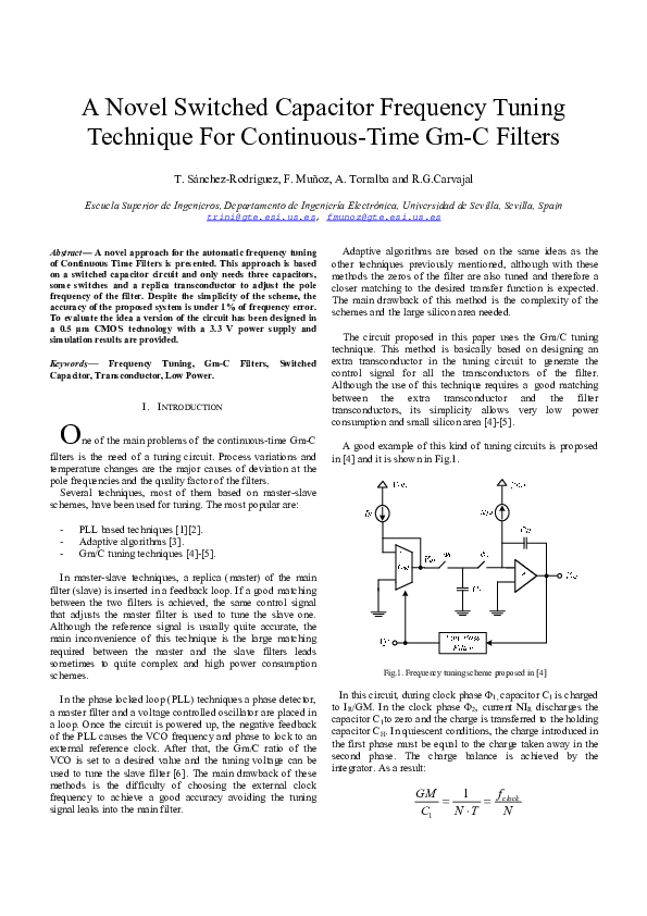 (PDF) A Novel Switched Capacitor Frequency Tuning Technique For ...