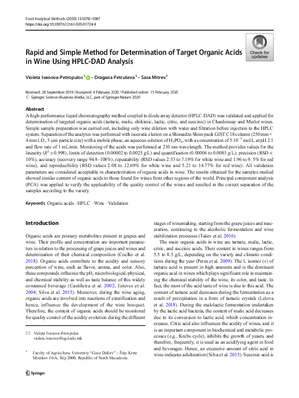 (PDF) Rapid and Simple Method for Determination of Target Organic Acids ...