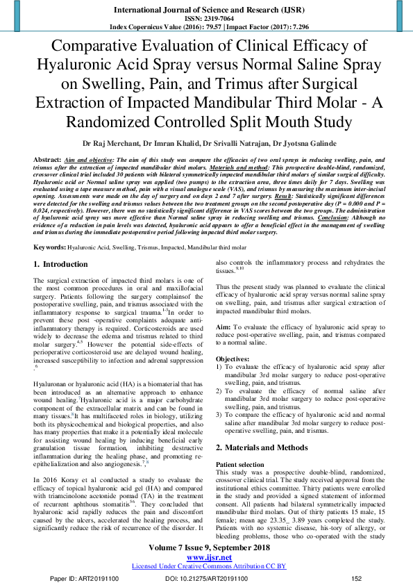 (PDF) Comparative Evaluation of Clinical Efficacy of Hyaluronic Acid ...