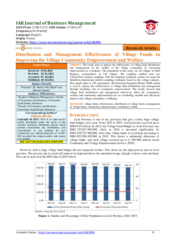 (PDF) Distribution and Management Effectiveness of Village Funds in ...