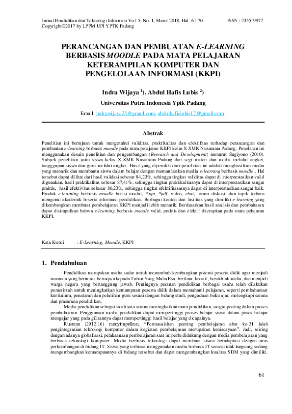 (PDF) Perancangan dan Pembuatan E-Learning Berbasis Moodle pada Mata Pelajaran Keterampilan ...