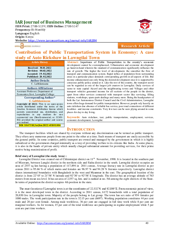 (PDF) Contribution of Public Transportation System in Economy: A case ...
