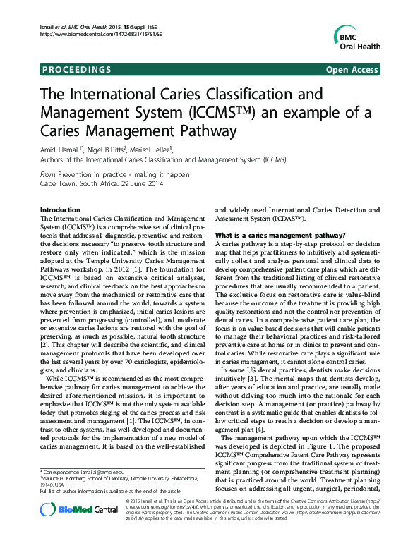 (PDF) The International Caries Classification and Management System ...