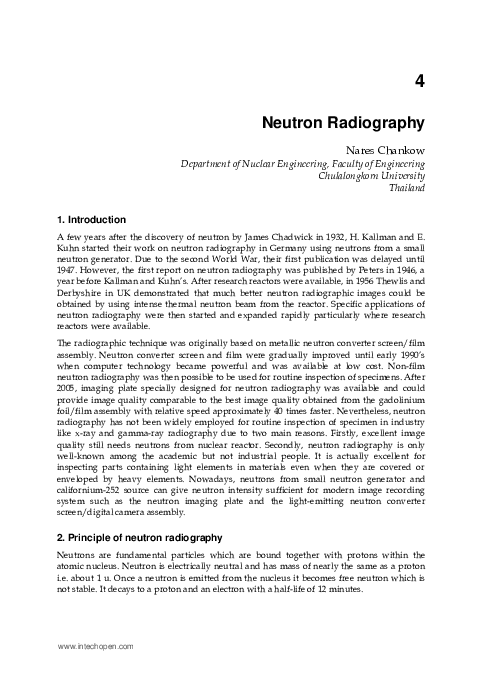 (PDF) Neutron Radiography