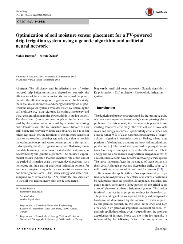 (PDF) Optimization of soil moisture sensor placement for a PV-powered drip irrigation system ...