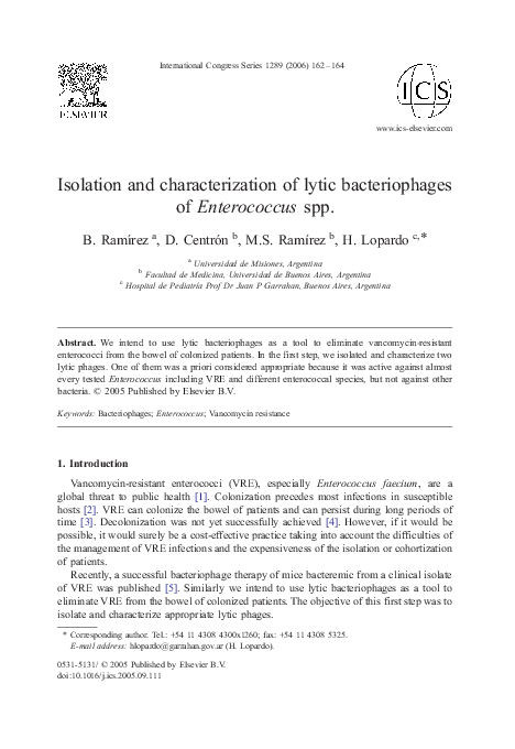 (PDF) Isolation and characterization of lytic bacteriophages of Enterococcus spp